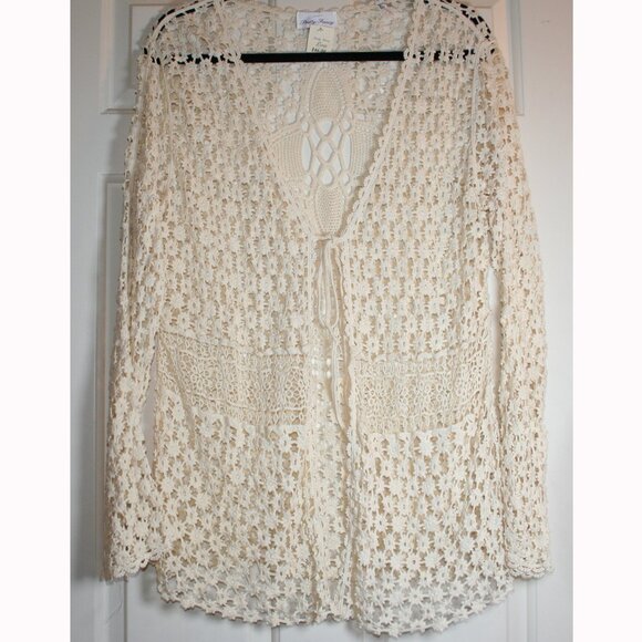 Pretty Fancy | Jackets & Coats | Pretty Fancy Large Lace Off White Tie ...